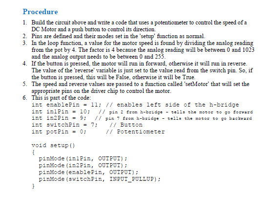 Solved Lab output This Lab uses a potentiometer to control | Chegg.com