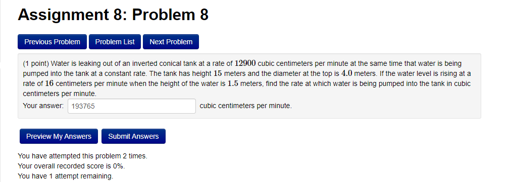 Solved Assignment 8: Problem 8 Previous Problem Problem List | Chegg.com