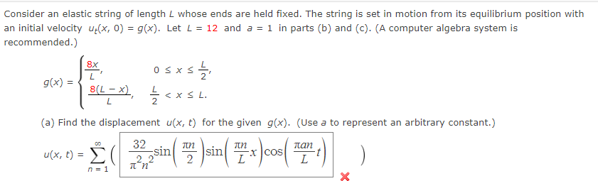 Solved Consider an elastic string of length L whose ends are | Chegg.com