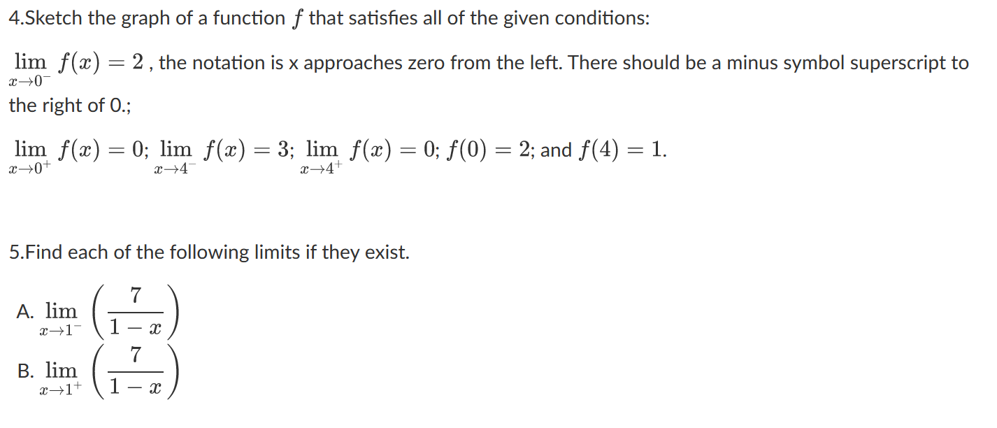 Solved 4.Sketch the graph of a function f that satisfies all | Chegg.com