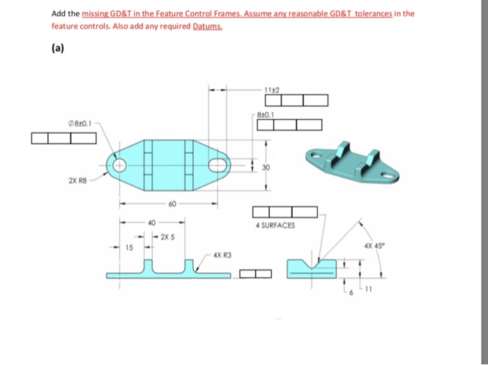 Solved Add the missing GD&T in the Feature Control Frames. | Chegg.com
