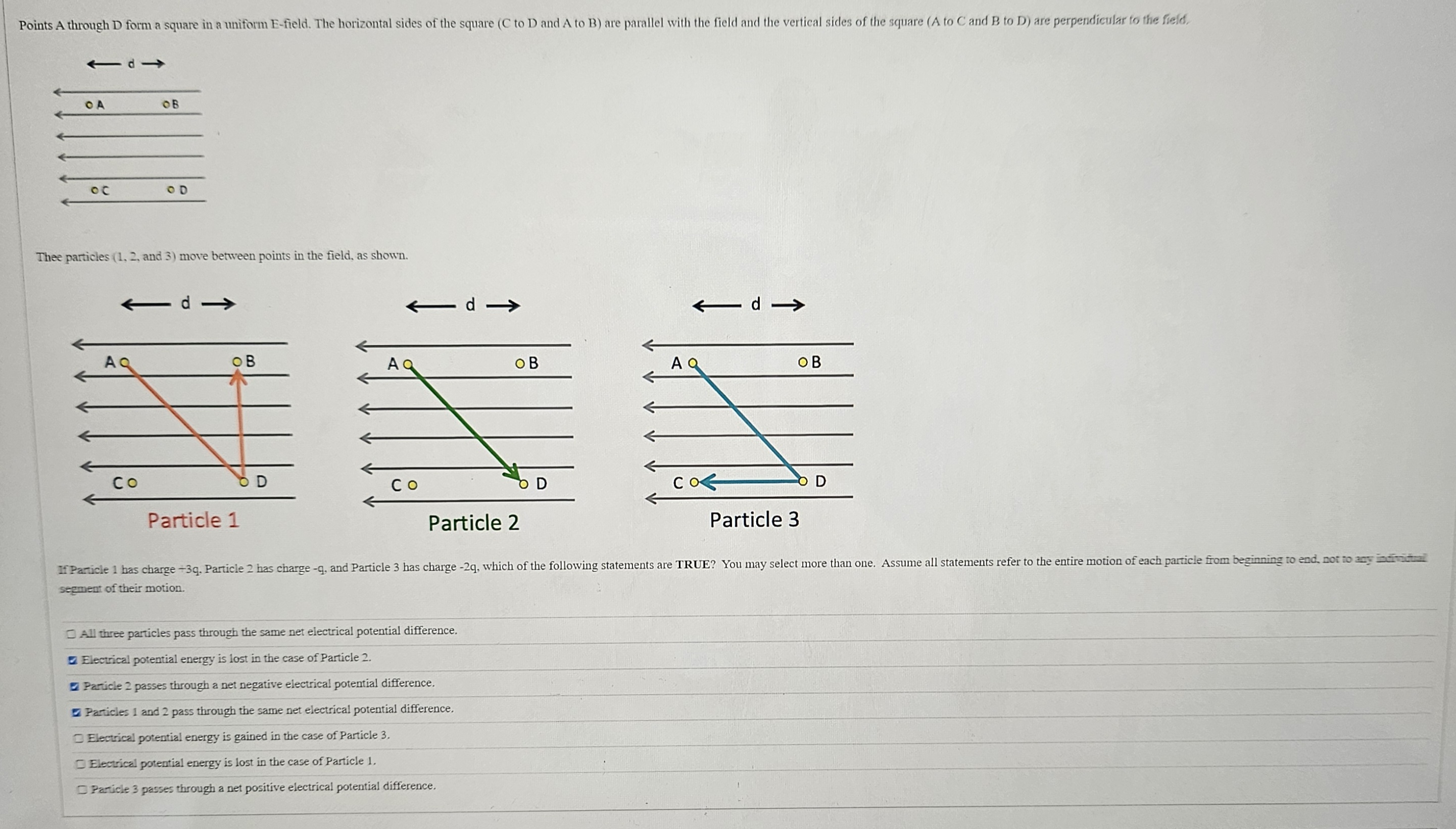 Solved Points A through D form a square in a uniform | Chegg.com