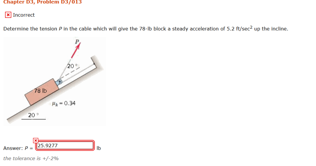 Solved Chapter D3, Problem D3/013 Incorrect Determine the | Chegg.com