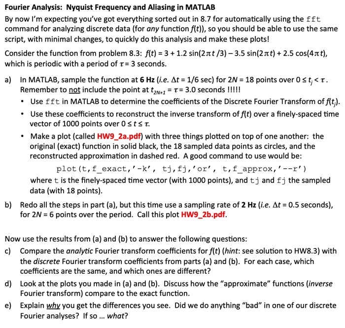 Fourier Analysis: Nyquist Frequency and Aliasing in | Chegg.com
