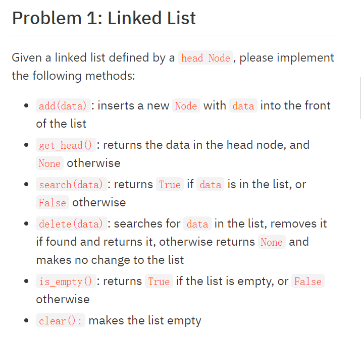 Solved Problem 1: Linked List Given a linked list defined by | Chegg.com