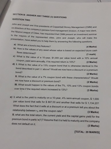 Solved SECTION B: ANSWER ANY THREE (3) QUESTIONS QUESTION | Chegg.com