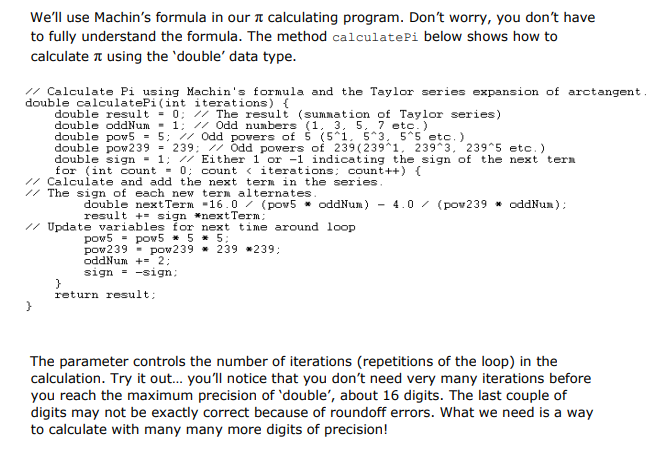 Arbitrary Precision Pi Calculator (15 marks / 3%) In | Chegg.com