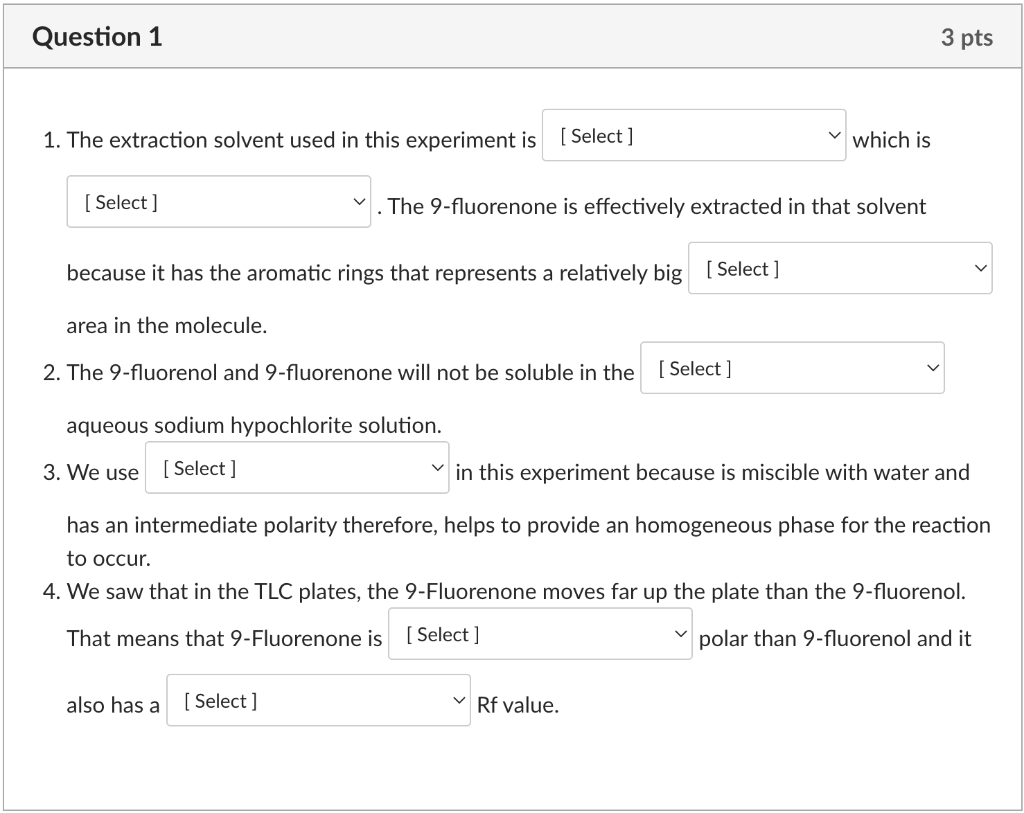 Solved 1: first blank: Toluene, Hexane, Acetone, | Chegg.com
