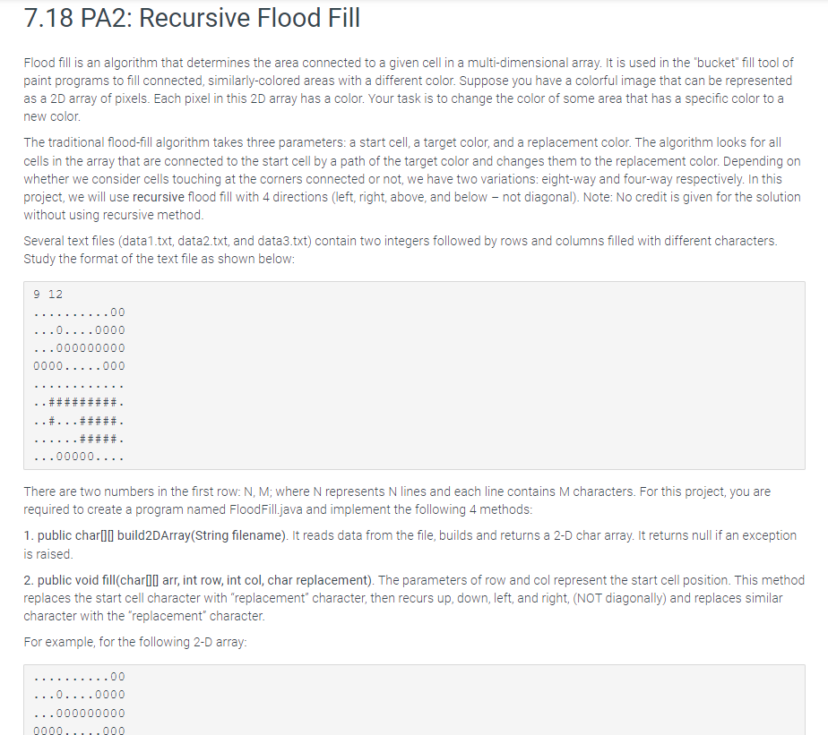 Solved PA2: Recursive Flood Fill Flood fill is an algorithm | Chegg.com