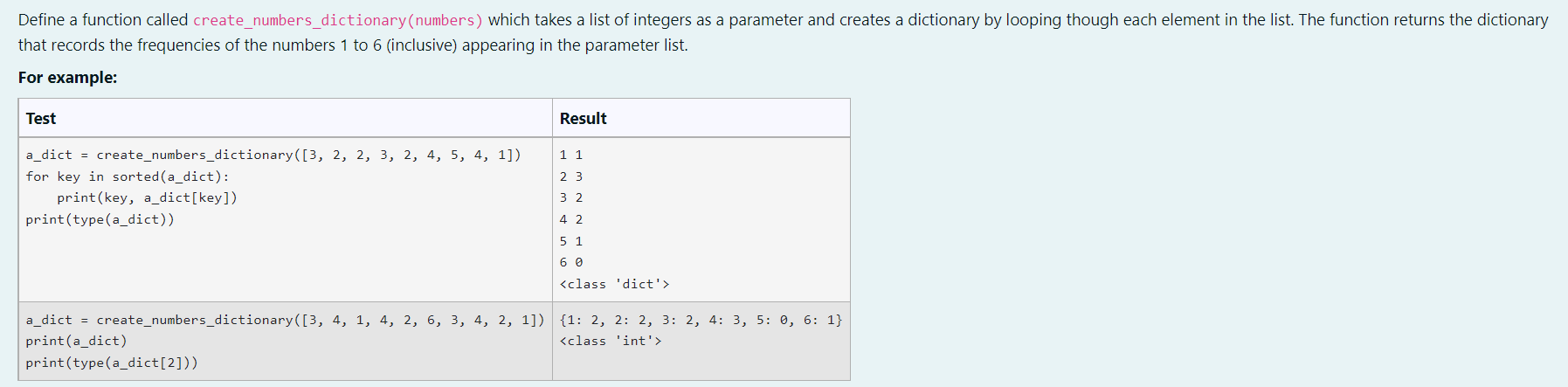 Solved Define a function called create_numbers_dictionary | Chegg.com