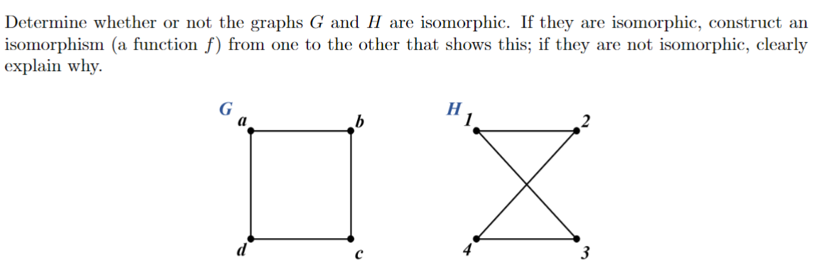 Solved Determine Whether Or Not The Graphs G And H Are