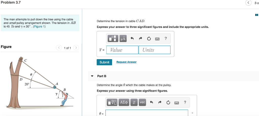Solved Problem 3.7 30 Determine the tension in cable CAD. | Chegg.com Solved Problem 3.7 30 Determine the tension in cable CAD. | Chegg.com