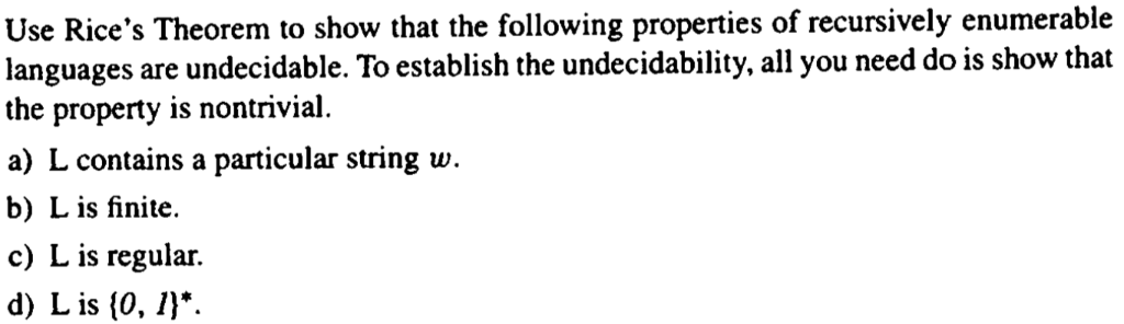 Solved Use Rice's Theorem to show that the following | Chegg.com
