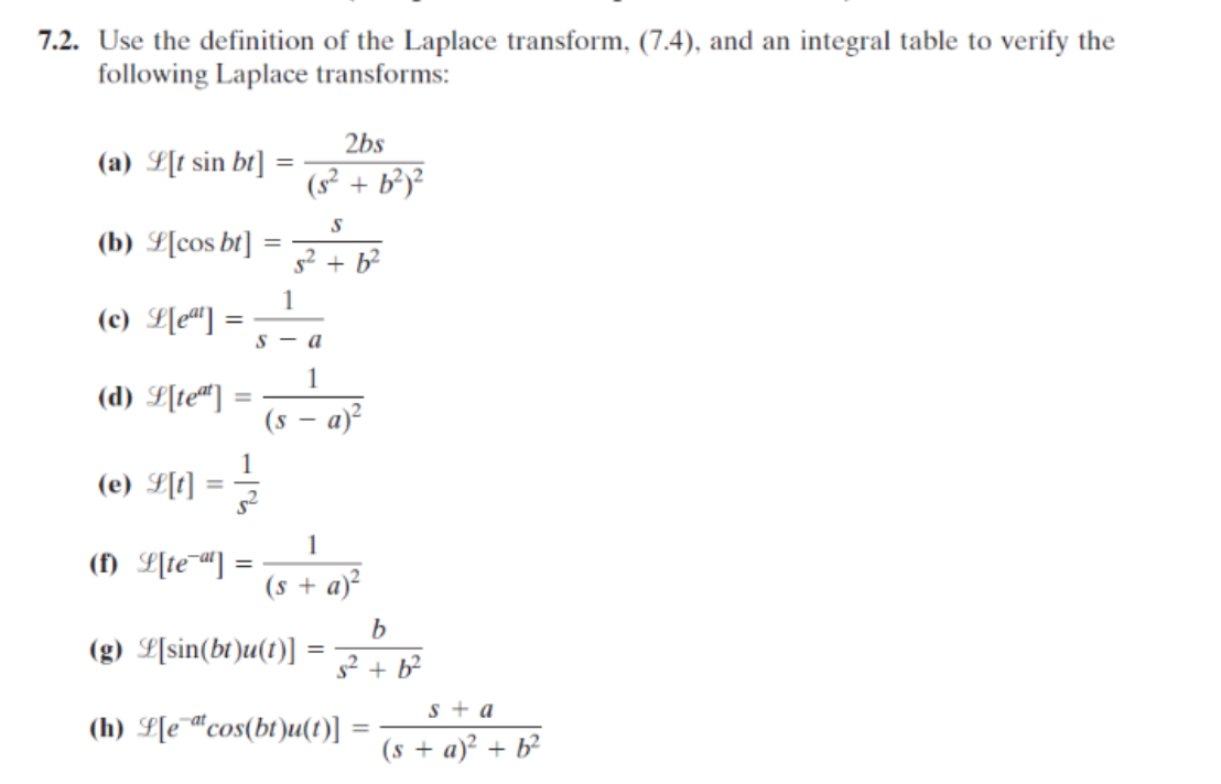 Solved 7.2. Use the definition of the Laplace transform, | Chegg.com