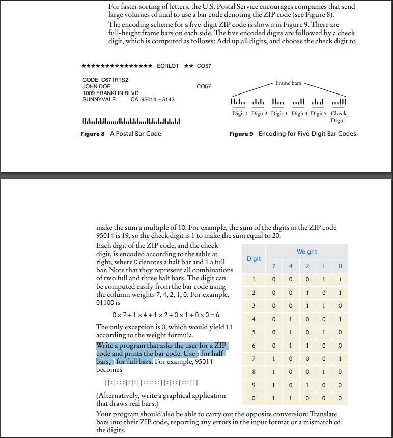 Solved II. Use bar code to denote the ZIP code Please read | Chegg.com