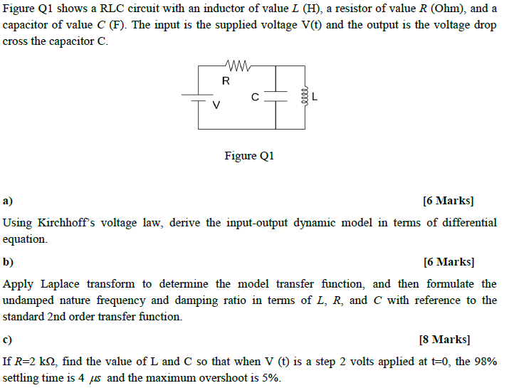 Solved Figure Q1 shows a RLC circuit with an inductor of | Chegg.com