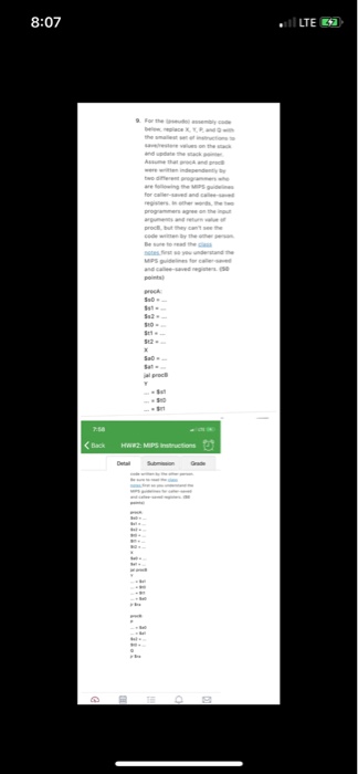 Solved 9. For the (pseudo) assembly code below, replace X, | Chegg.com