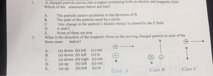 Solved A charged particle moves into a region containing | Chegg.com