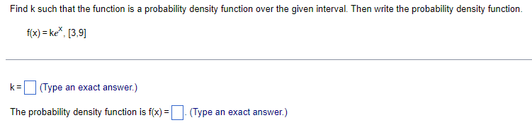 Solved Find k such that the function is a probability | Chegg.com