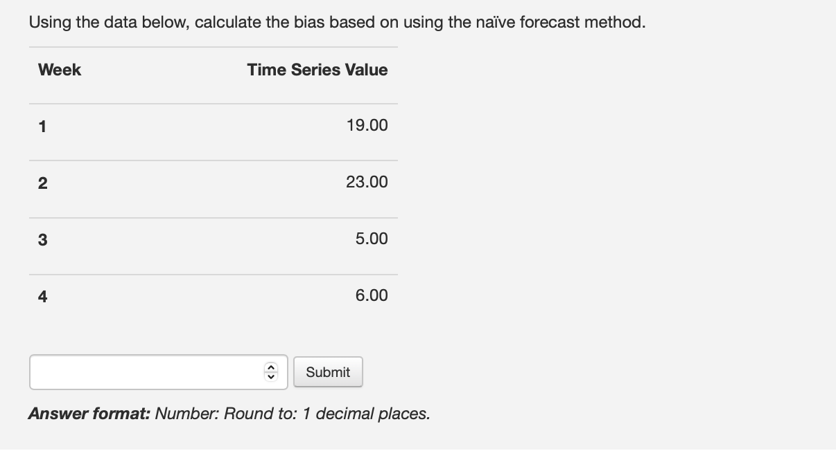 Solved Using the data below, calculate the bias based on | Chegg.com
