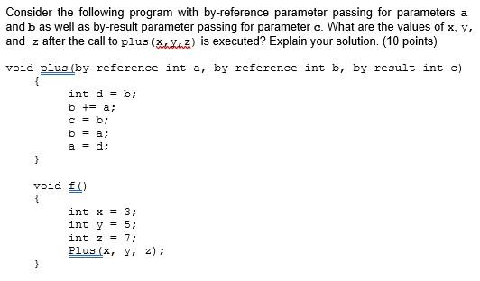Solved Consider the following program with by-reference | Chegg.com