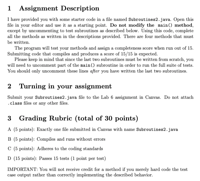 Solved public class Subroutines2 { | Chegg.com