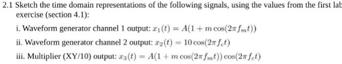 Solved 2.1 Sketch the time domain representations of the | Chegg.com