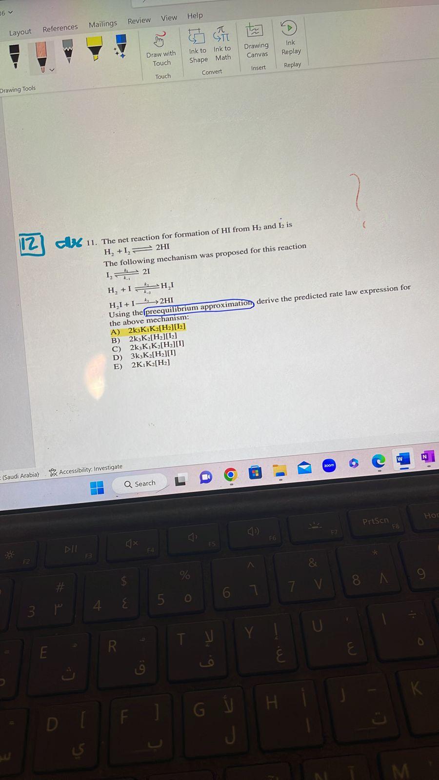 Solved -3 11. The net reaction for formation of HI from H2 | Chegg.com