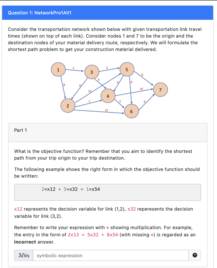 Solved Question 1: NetworkPro1Alt1 Consider the | Chegg.com