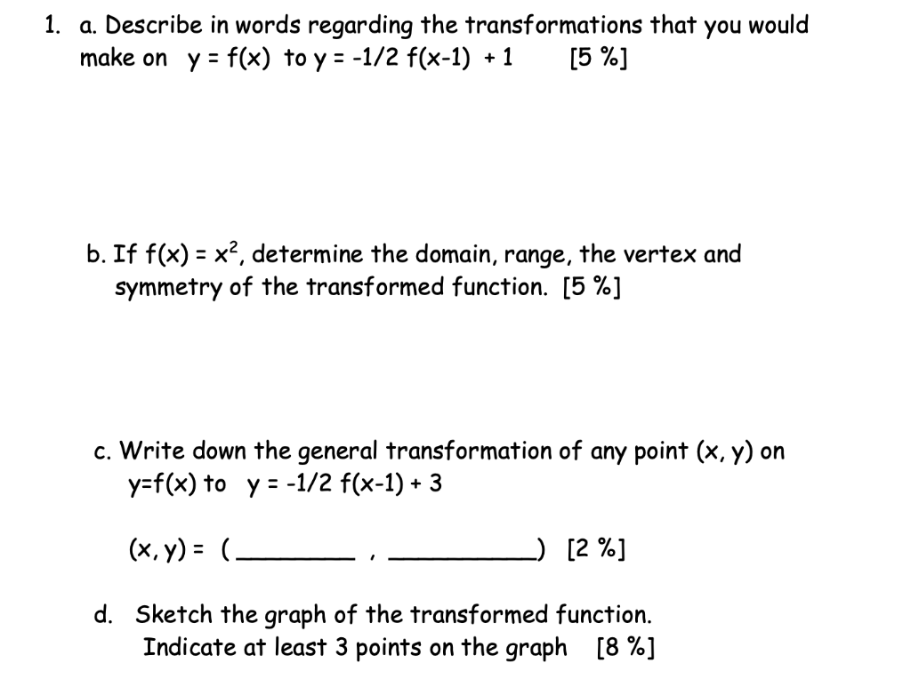 Solved a. Describe in words regarding the transformations | Chegg.com