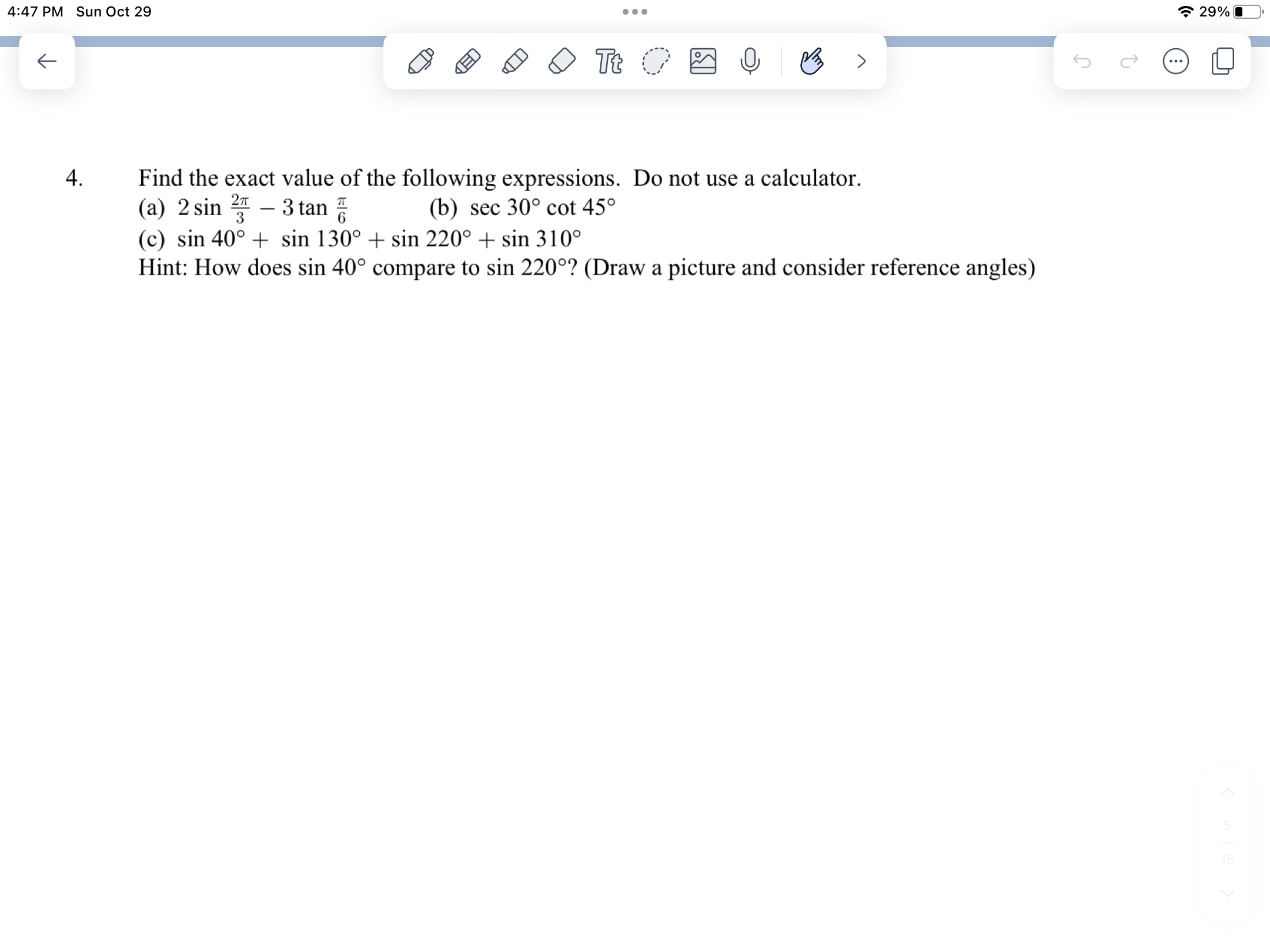 Solved 5. Suppose that the terminal point determined by t is | Chegg.com