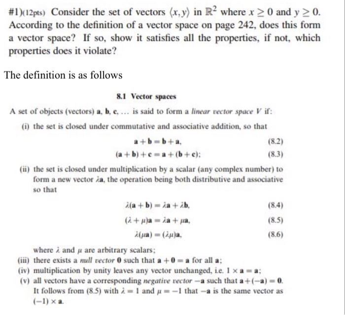 Solved 1 12pts Consider The Set Of Vectors X Y In R2