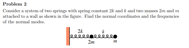 Solved Problem 2 Consider a system of two springs with | Chegg.com