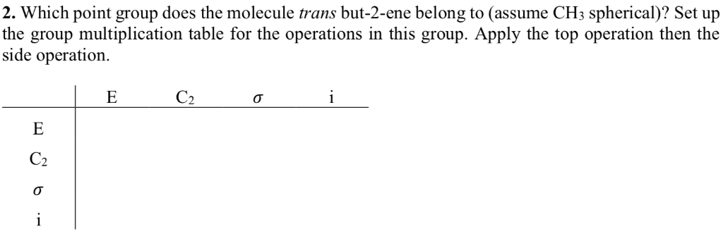 Solved 2. Which point group does the molecule trans | Chegg.com