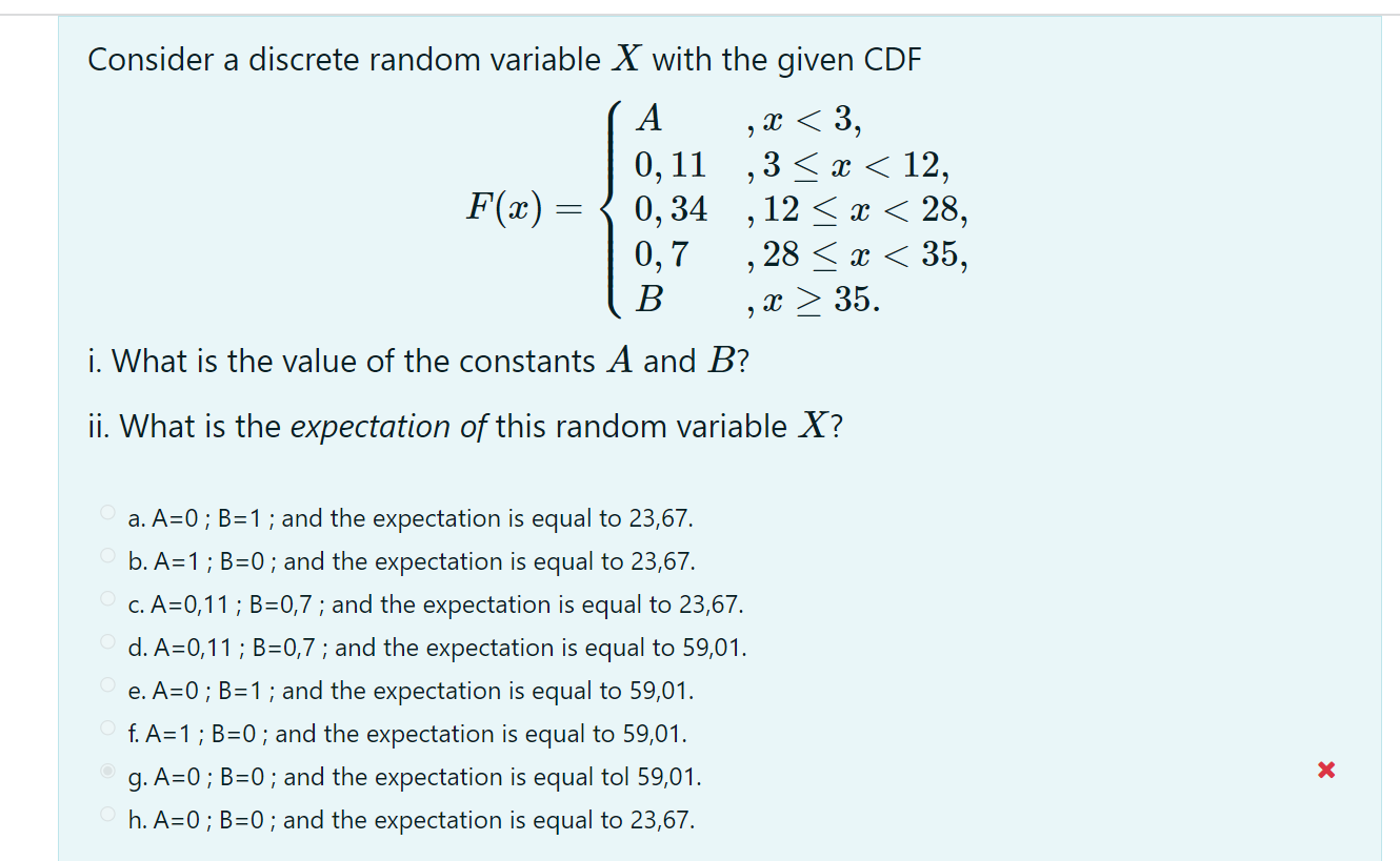 Solved A 2 Consider A Discrete Random Variable X With The 8984