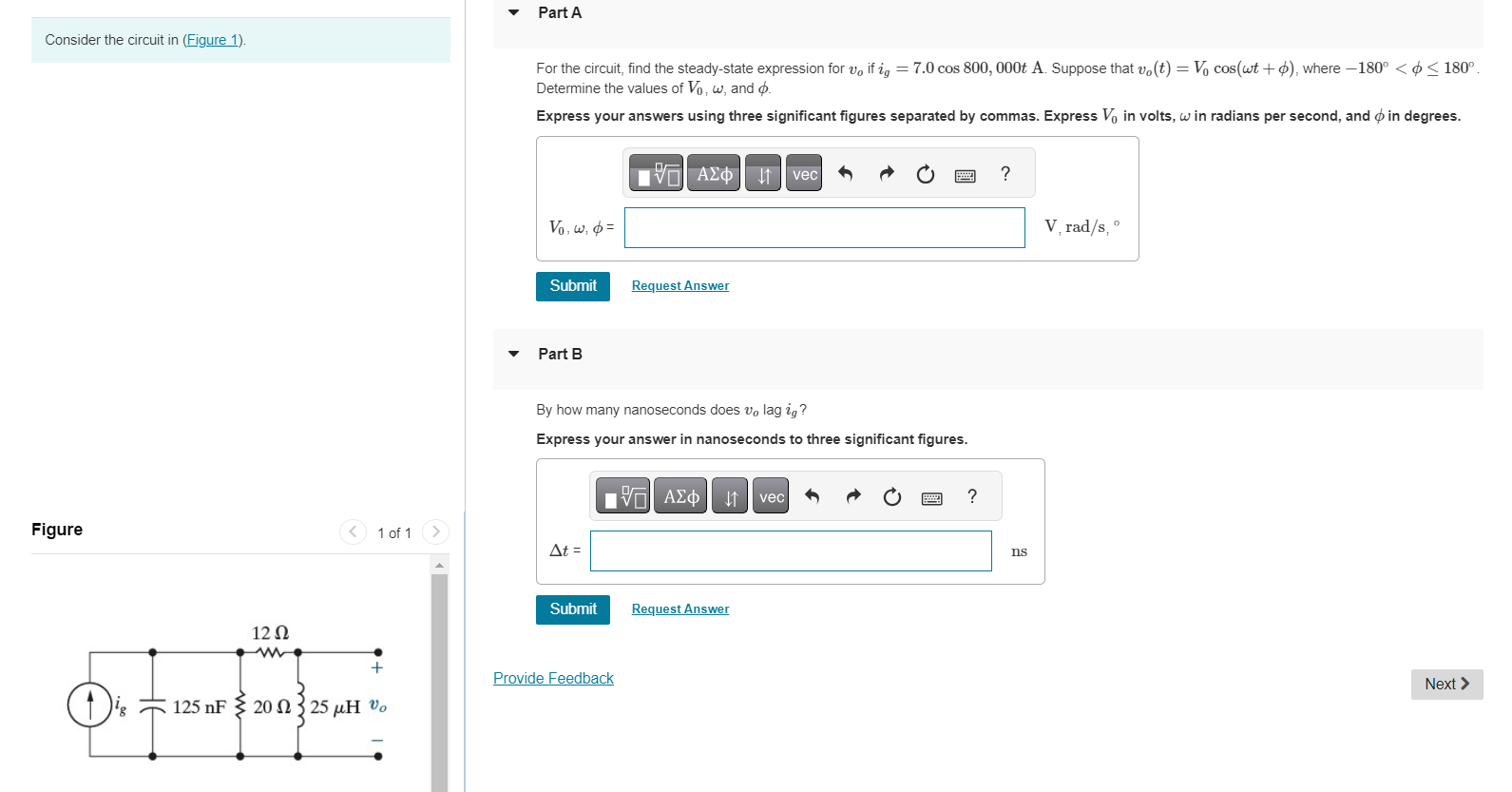 For the circuit, find the steady-state expression for | Chegg.com