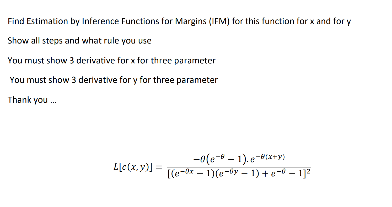 Find Estimation by Inference Functions for Margins | Chegg.com