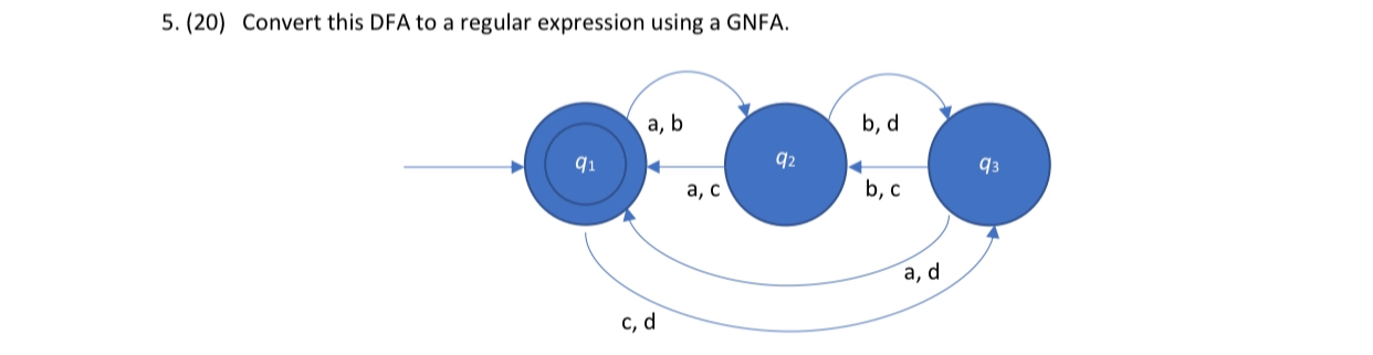 Solved 5. (20) Convert this DFA to a regular expression | Chegg.com