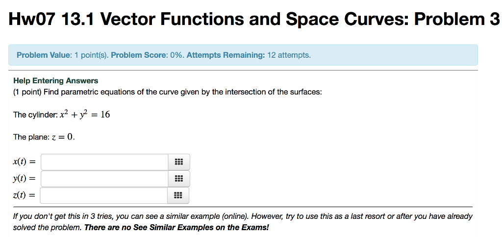 Solved Hw07 13.1 Vector Functions and Space Curves: Problem | Chegg.com
