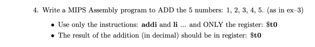 Solved 4 Write A Mips Assembly Program To Add The 5 3863