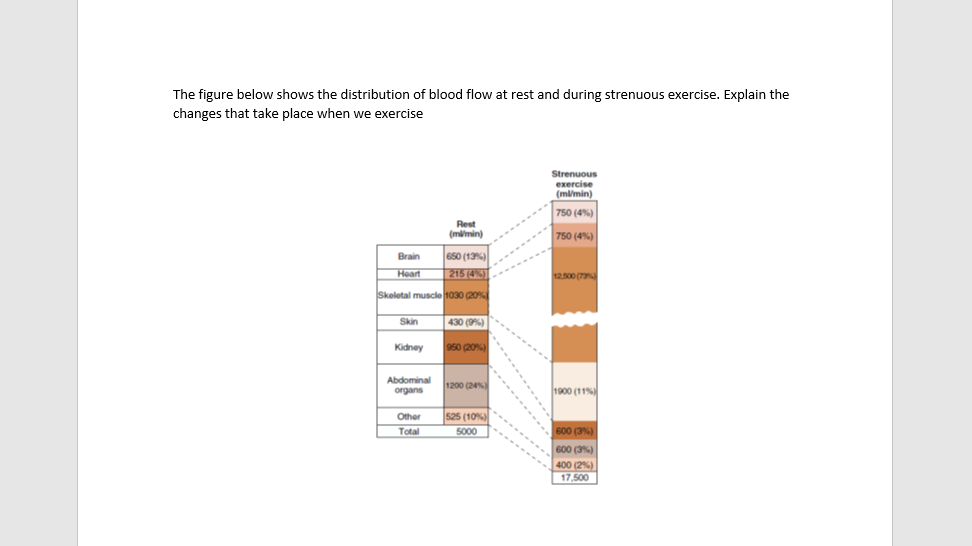 Solved The figure below shows the distribution of blood flow | Chegg.com