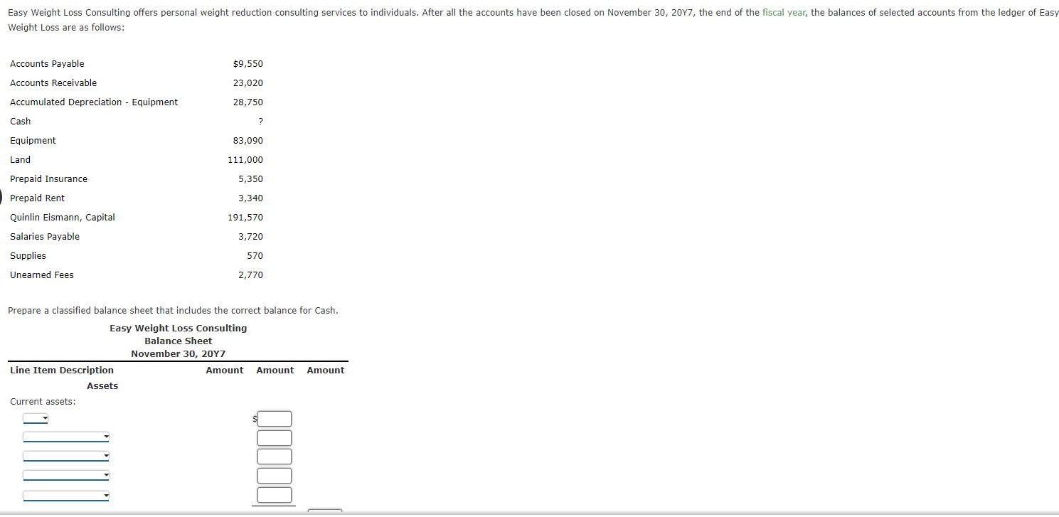 Solved Prepare a classified balance sheet that includes the | Chegg.com
