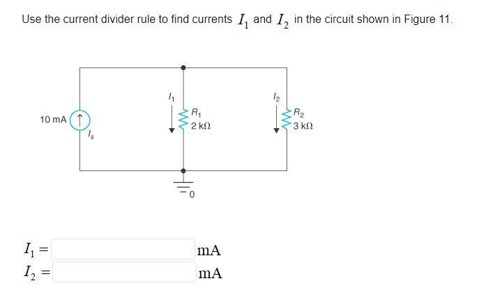 Solved Use the current divider rule to find currents I1 | Chegg.com