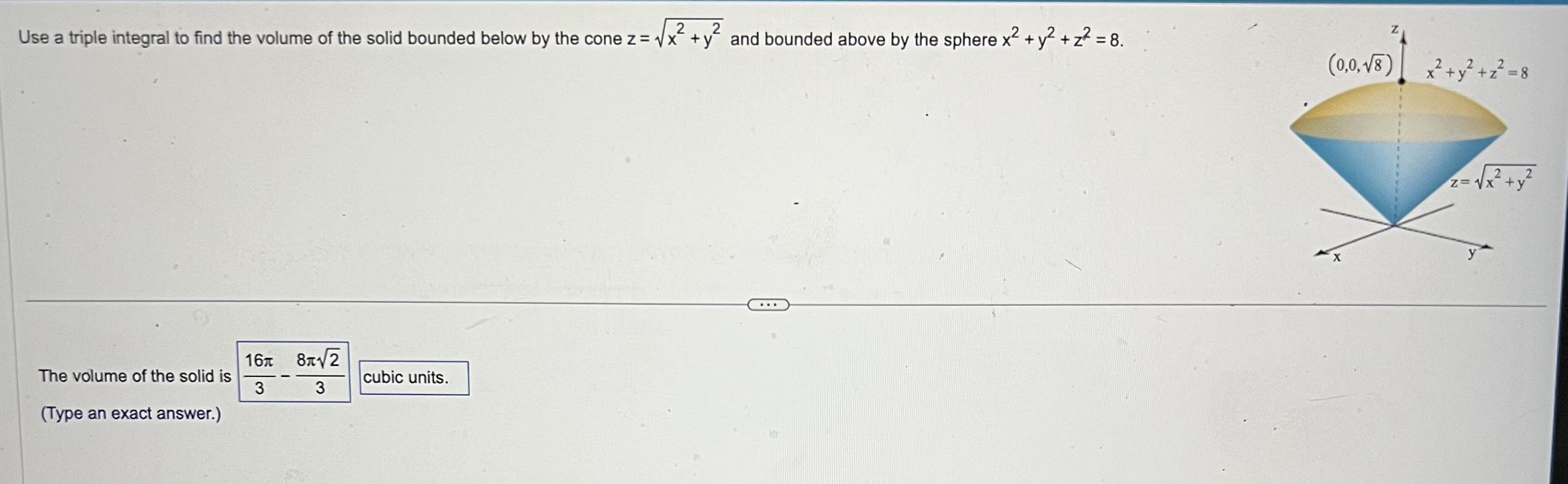 Solved Use a triple integral to find the volume of the solid | Chegg.com