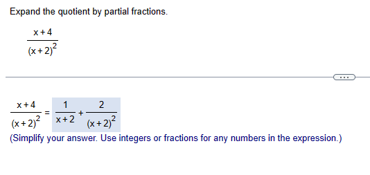 Solved Expand the quotient by partial fractions. (x+2)2x+4 | Chegg.com