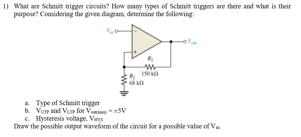 Solved 1) What are Schmitt trigger circuits? How many types | Chegg.com