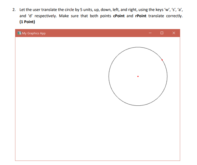 Solved Create a graphics app with the screen size of | Chegg.com