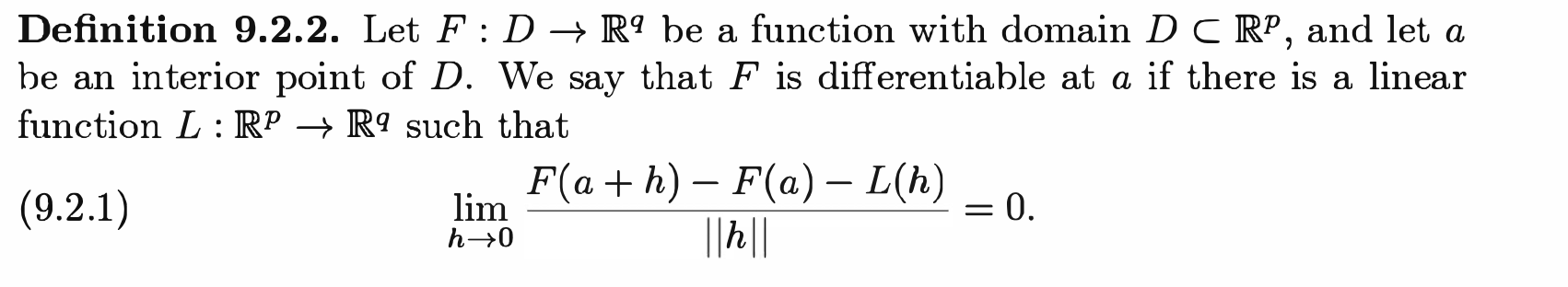 Solved Definition 9.2.2. Let F:D→Rq be a function with | Chegg.com