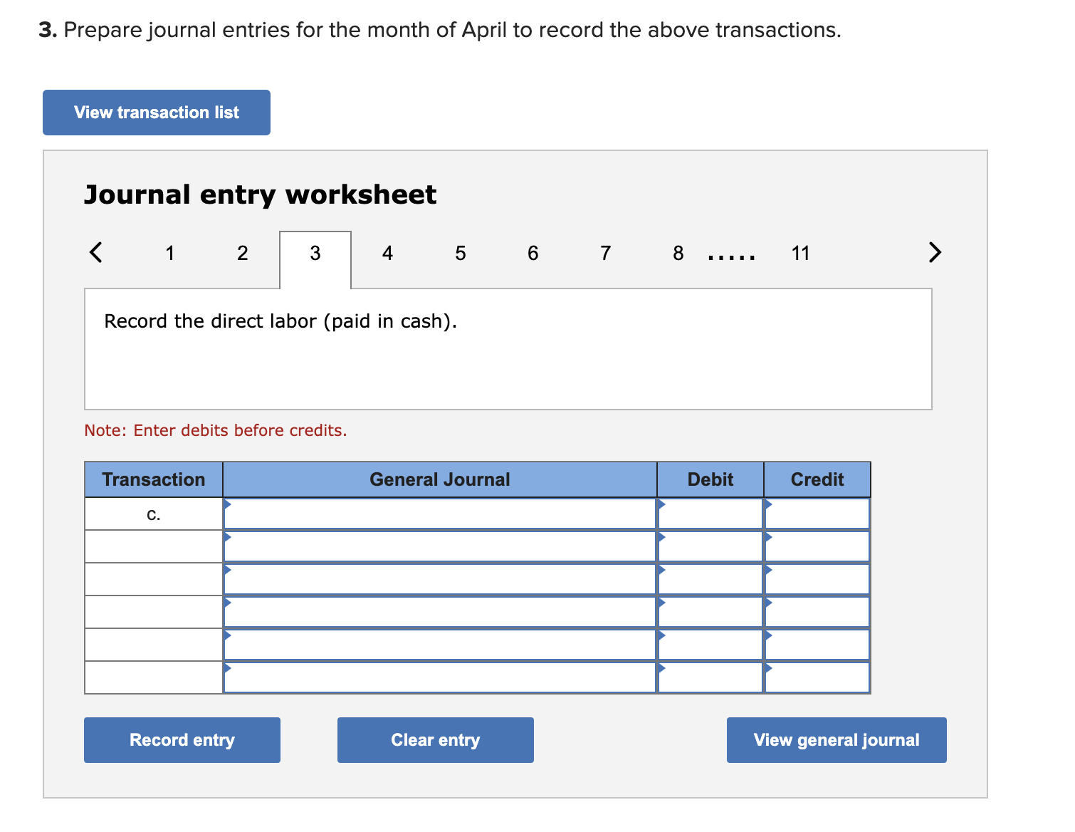 3. Prepare journal entries for the month of April to | Chegg.com