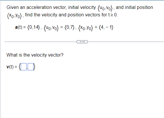 Solved Given an acceleration vector, initial velocity | Chegg.com